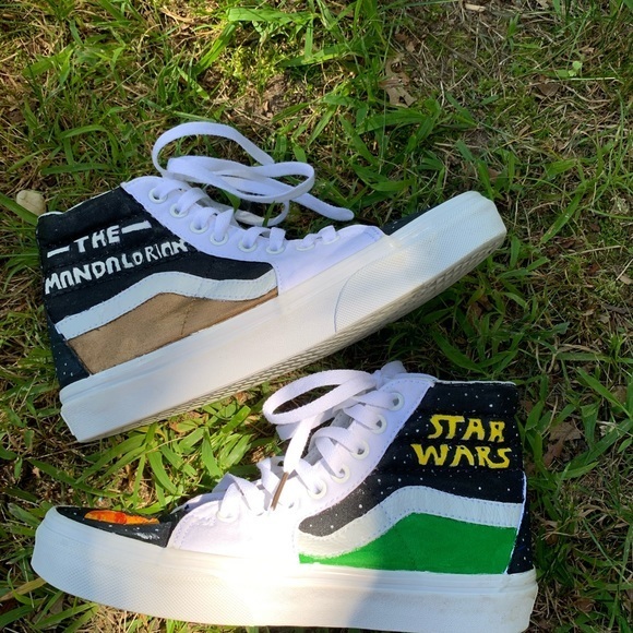 Vans | Shoes | Vans Hp Unisex Baby Yoda Mandalorian Hand Painted Vans ...